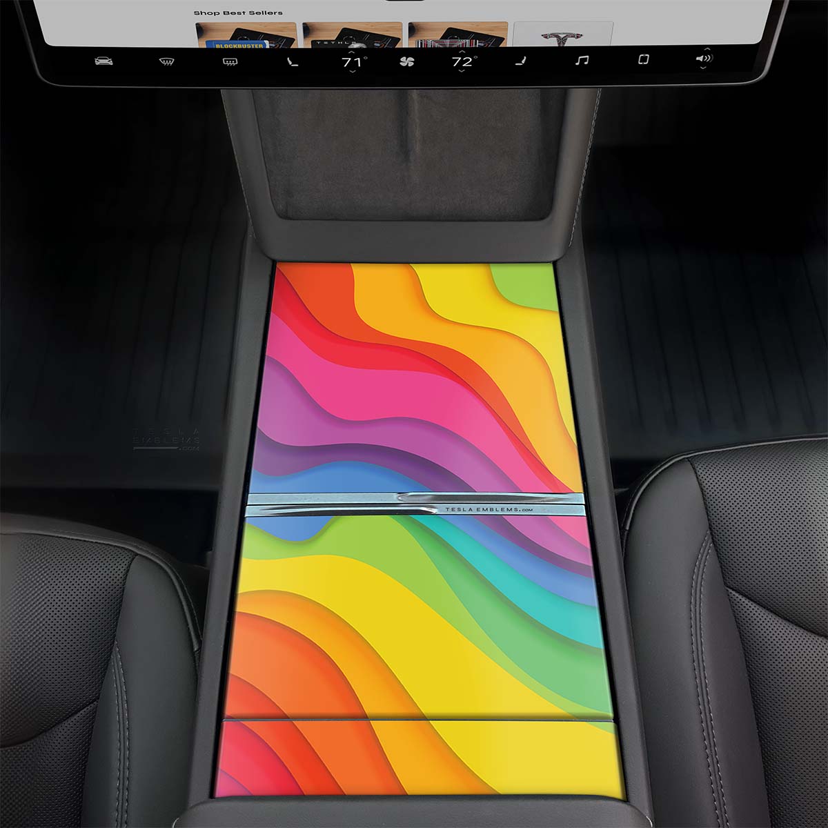 Layered Rainbow | Tesla Center Console Wrap Kit | Model Y 2026 – Milky ...