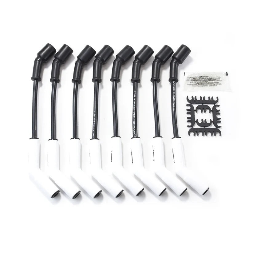 TOP STREET PERFORMANCE 8.5mm Black Ign Wire Set 135 Degree Black Boots ...