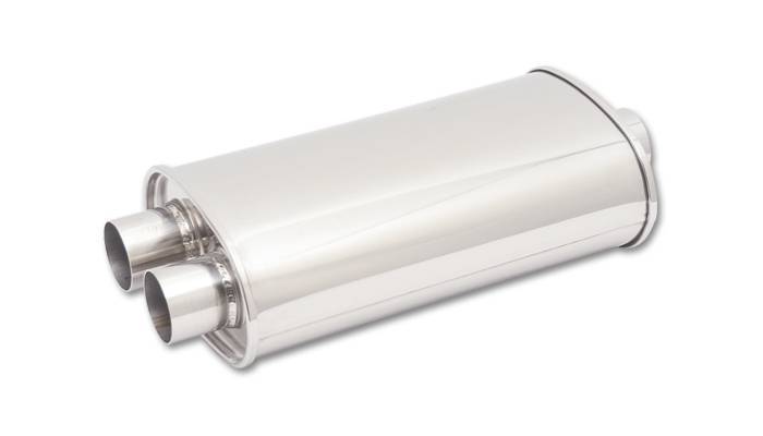 VIBRANT PERFORMANCE STREETPOWER Oval Muffler 3in Inlet x 3in Dual Out ...
