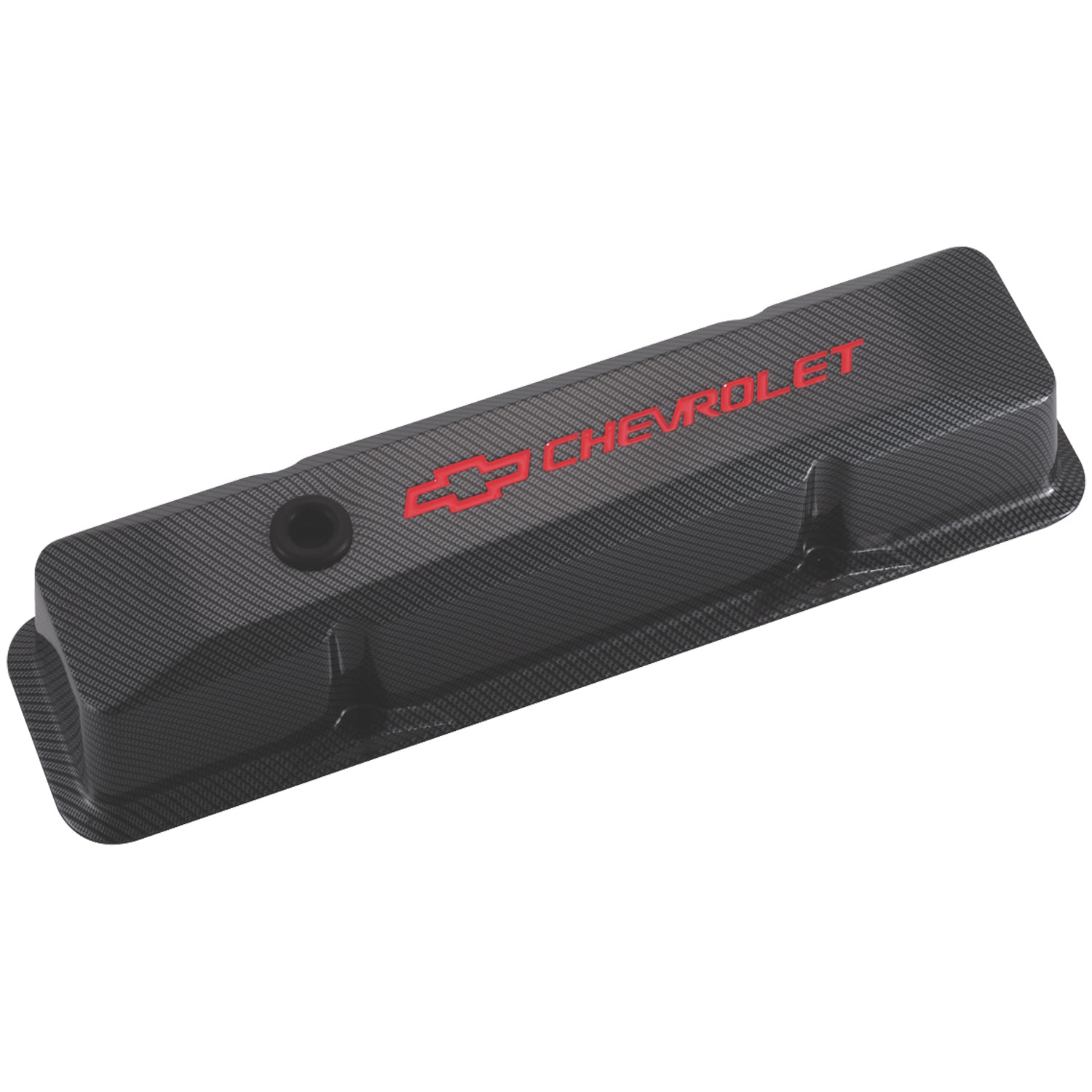 Proform Engine Valve Covers; Tall Style; Die Cast; Carbon-Style w Red ...