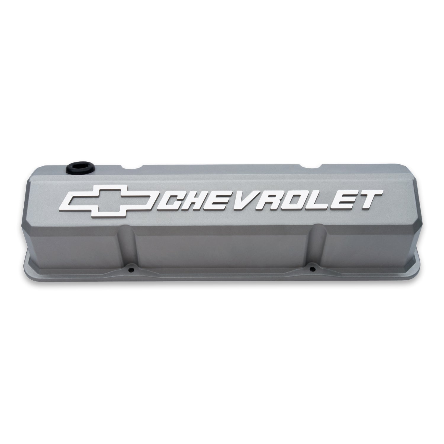 Proform Valve Covers; Slant-Edge Tall; Die Cast; Gray w/Raised Bowtie ...