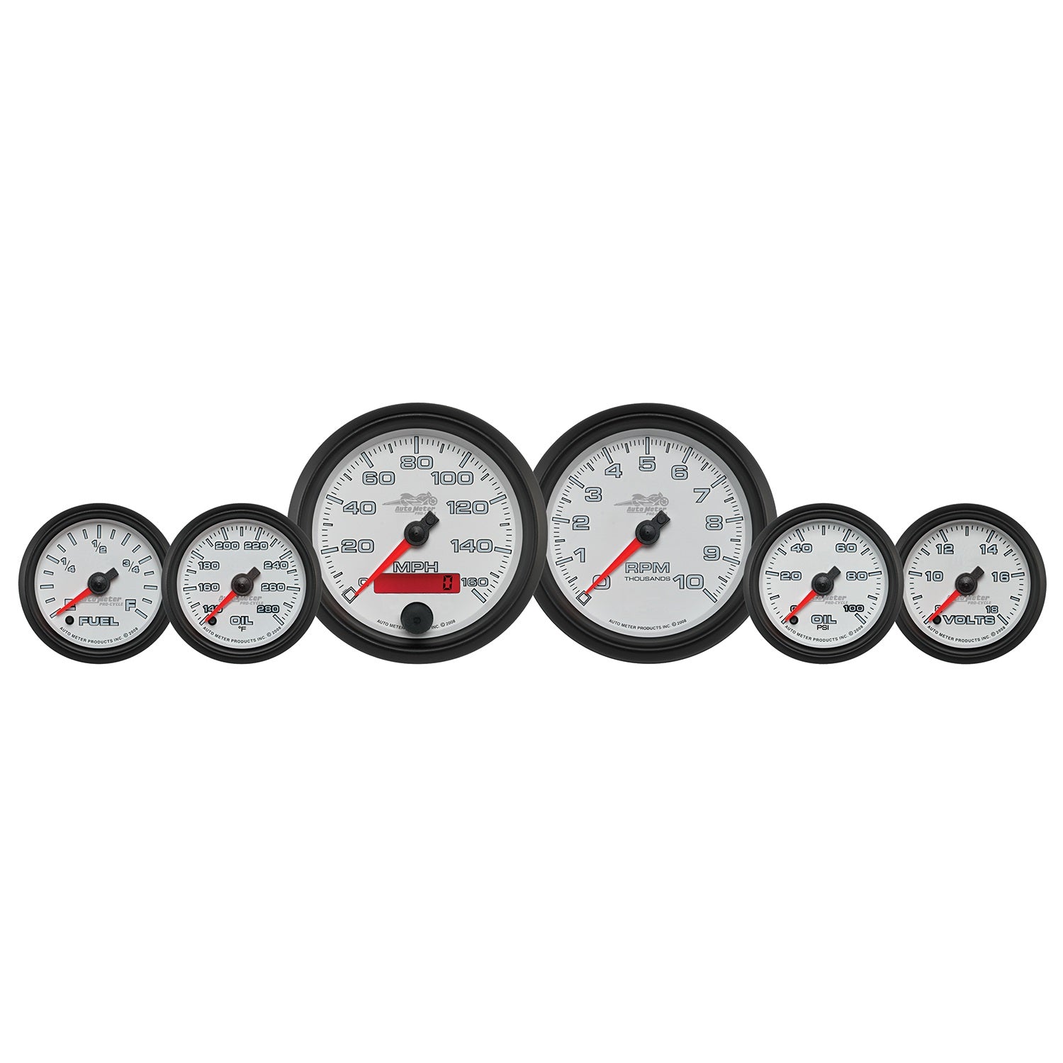 AutoMeter 6 PIECE BAGGER KIT 160 MPH/0-10000 RPM/100 PSI/140-280 Fahre ...