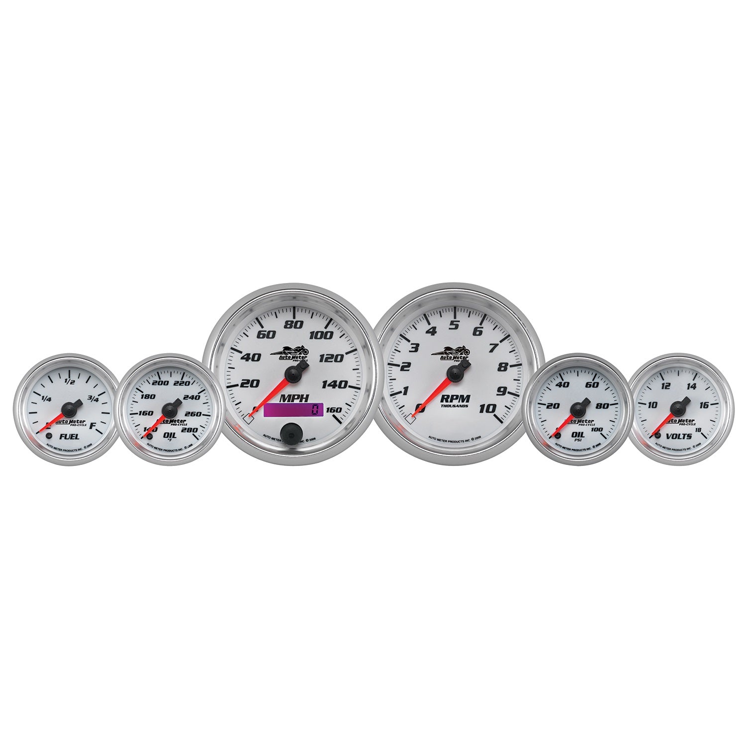 AutoMeter 6 PIECE BAGGER KIT 160 MPH/0-10000 RPM/100 PSI/140-280 Fahre ...