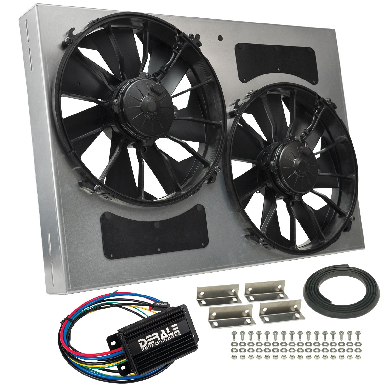 Derale Powerpack - High Output Dual 12" RAD Fan/Aluminum Shroud w/ PWM ...