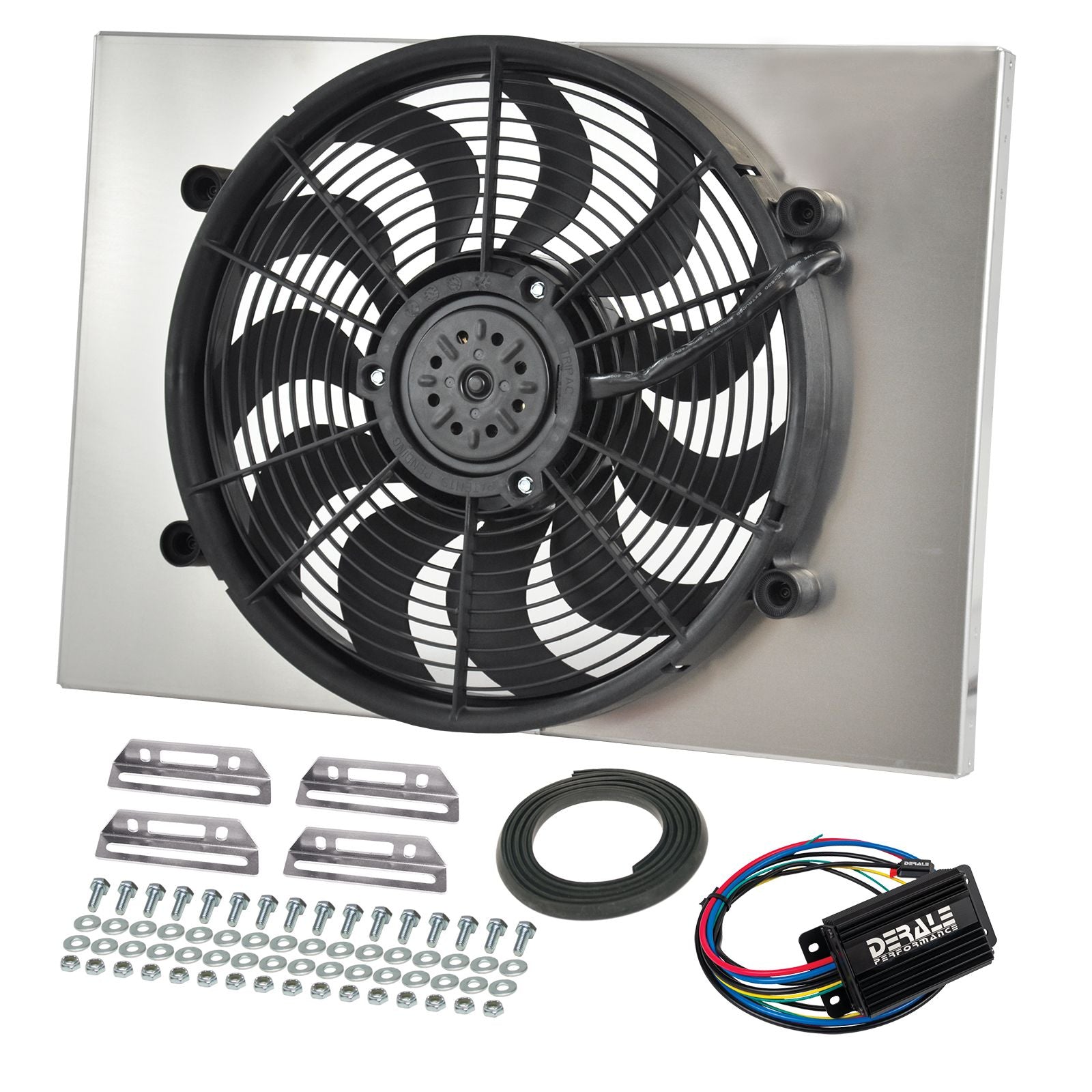 Derale Powerpack - High Output Single 17" RAD Fan/Alum Shroud Kit w/ P ...