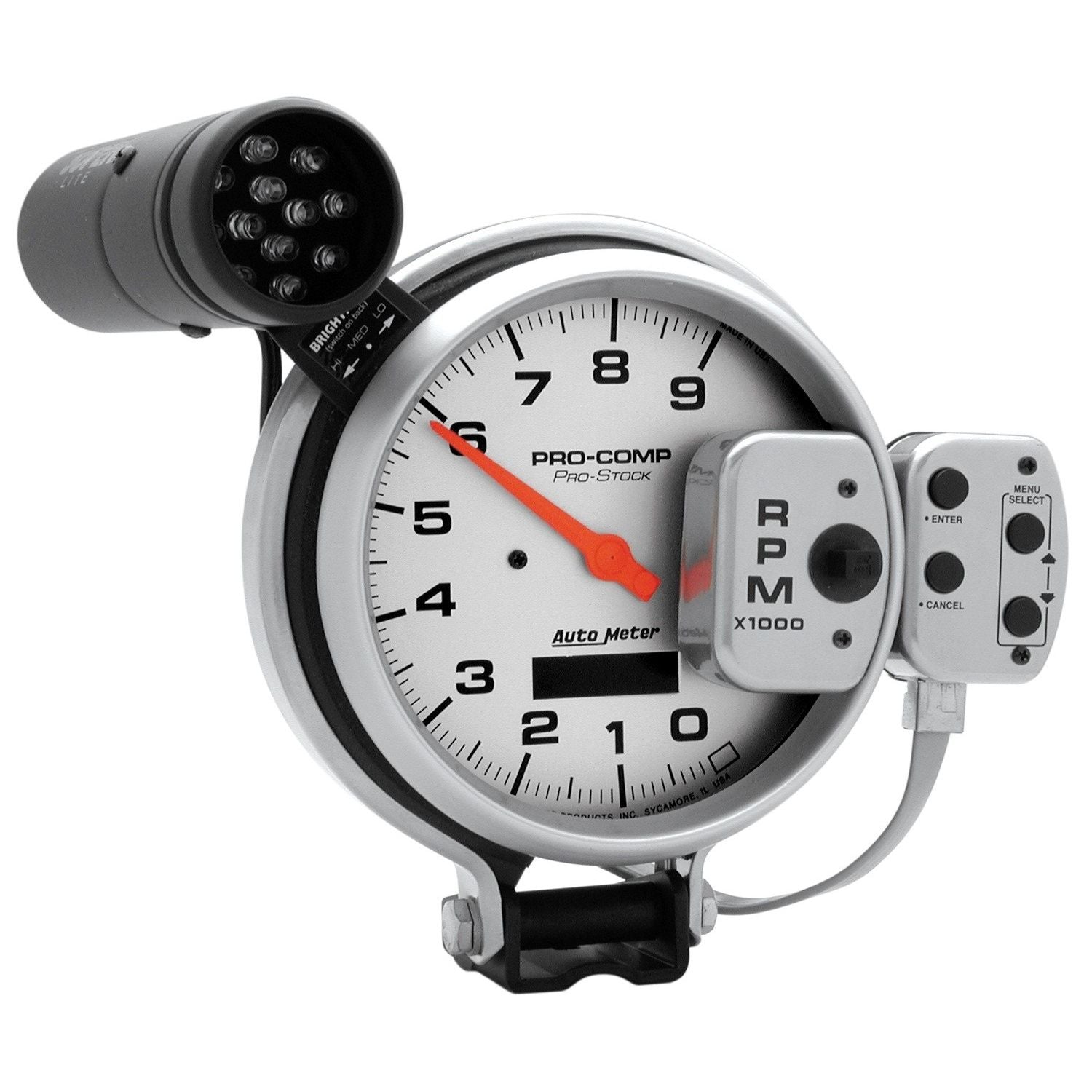 AutoMeter 5 in. TACHOMETER 0-9000 RPM PRO-STOCK PEDESTAL W/ SUPER LITE ...