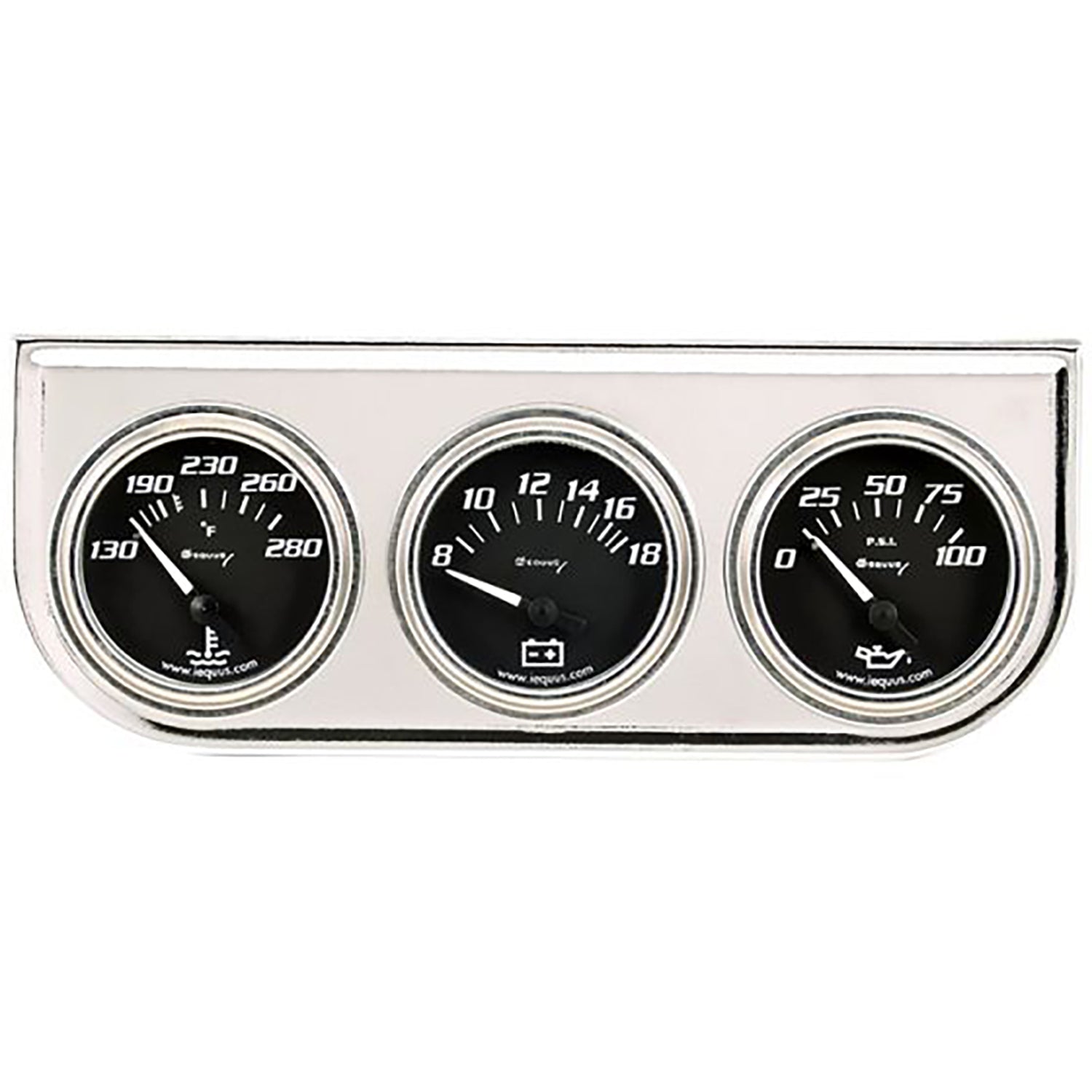 Equus 2 in. Chrome Volt Triple Gauge Kit E7200 – Milky Motorsports