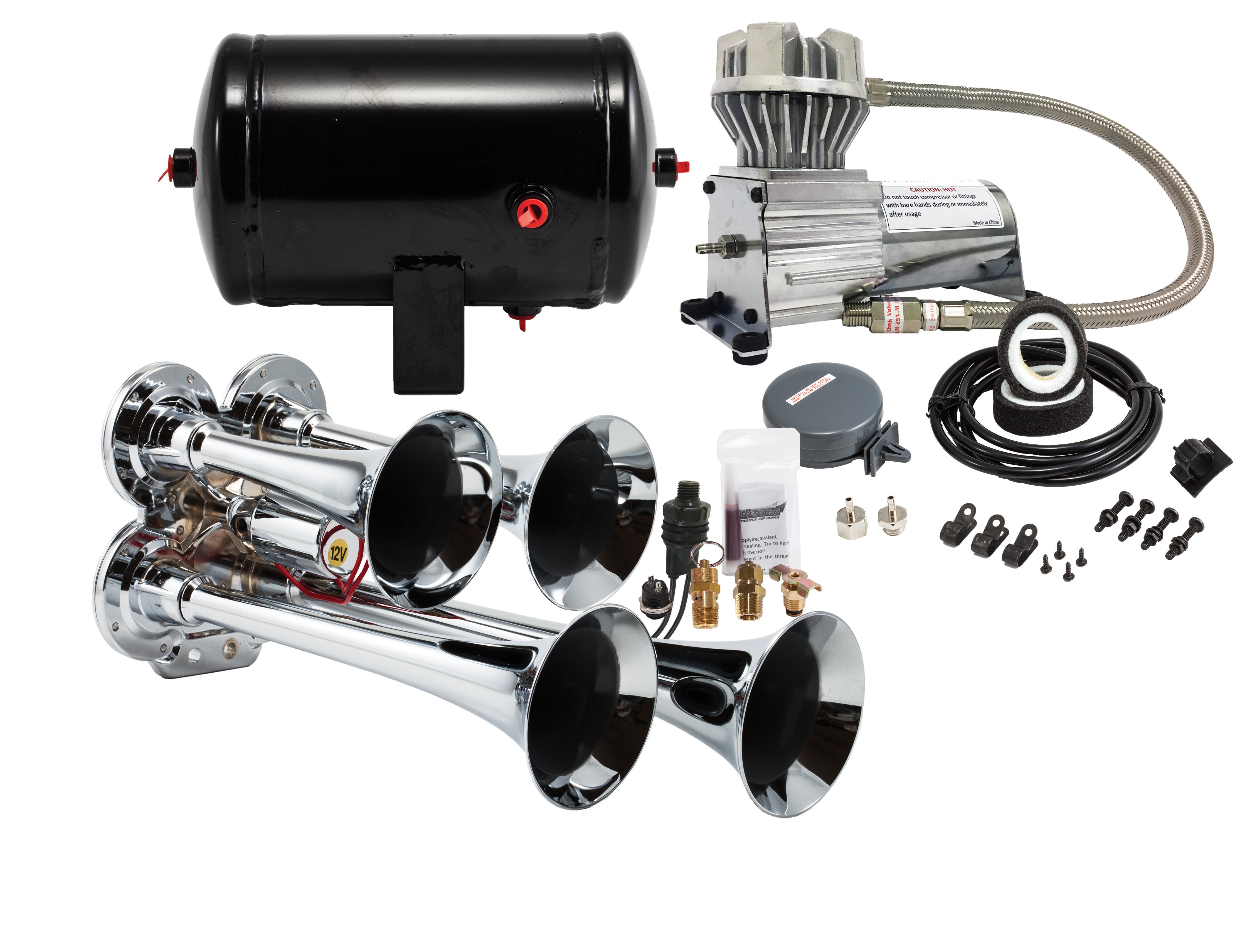 Kleinn Air Horns - HK4 - Chrome Quad Air Horn Kit – Milky Motorsports