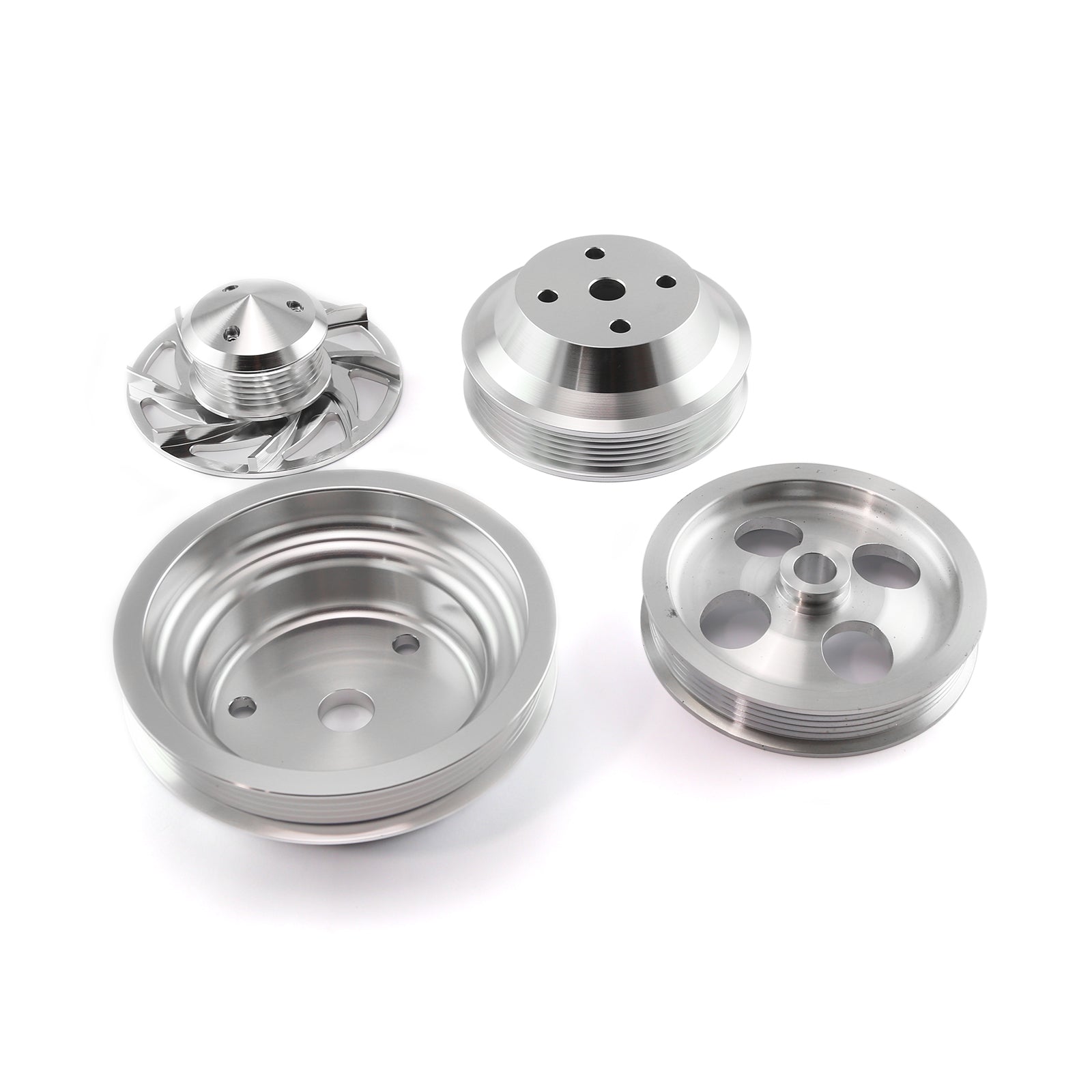 Speedmaster PCE415.1040 Fits Chevy SBC Serpentine Pulley Kit Short Wat ...