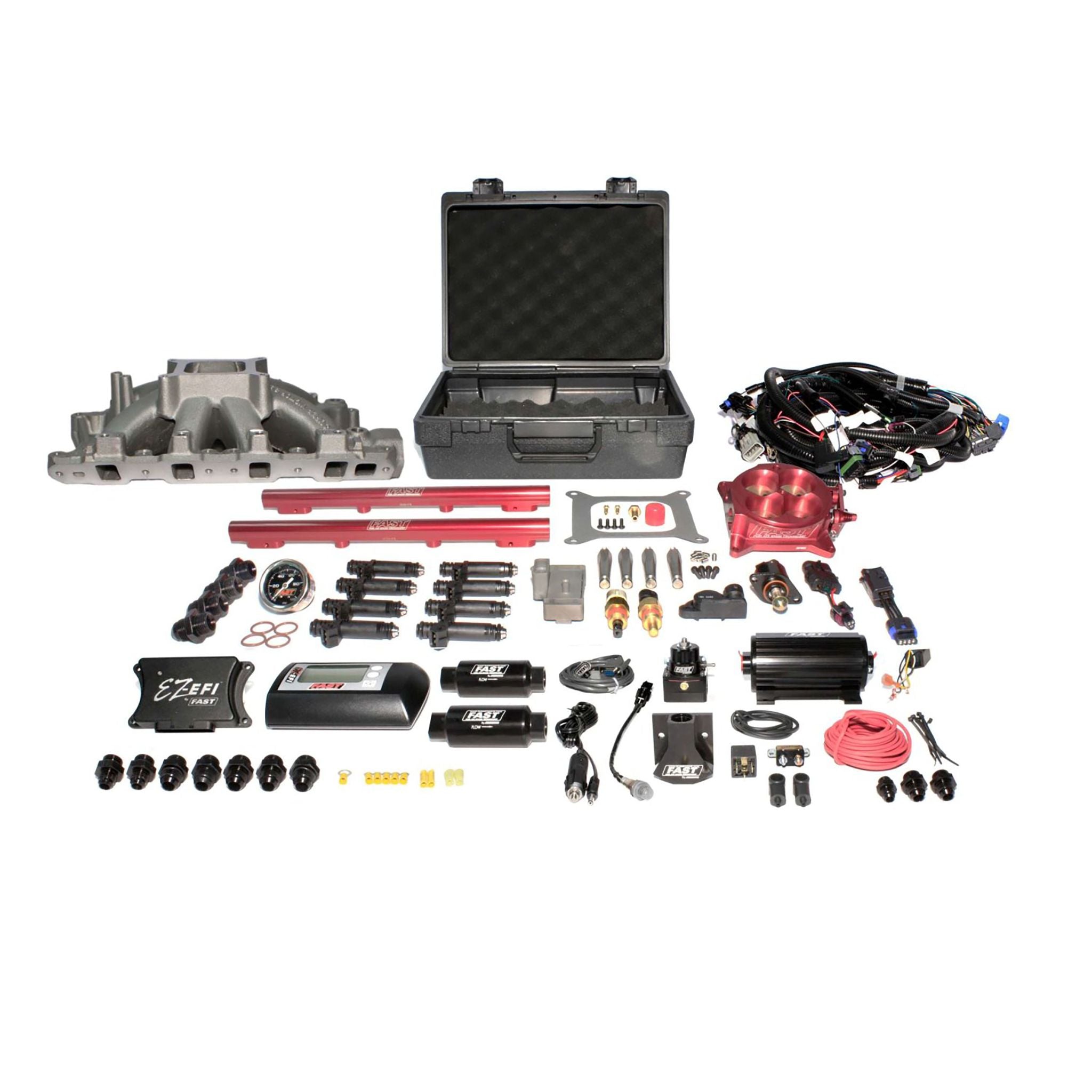 FAST EZ EFI Windsor Multiport System w/ Intake Fuel System and Red Thr ...